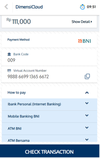 Pembayaran Via BNI Virtual Account – DimensiCloud